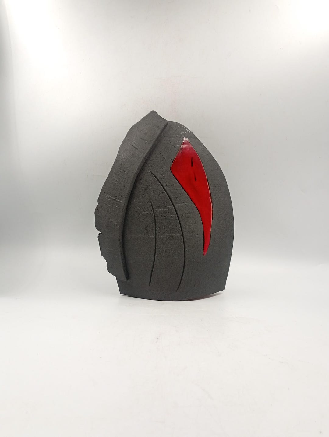 Vintage Ceramic Sculpture Vase Black Red Glazed Signed H 80s Organic ...