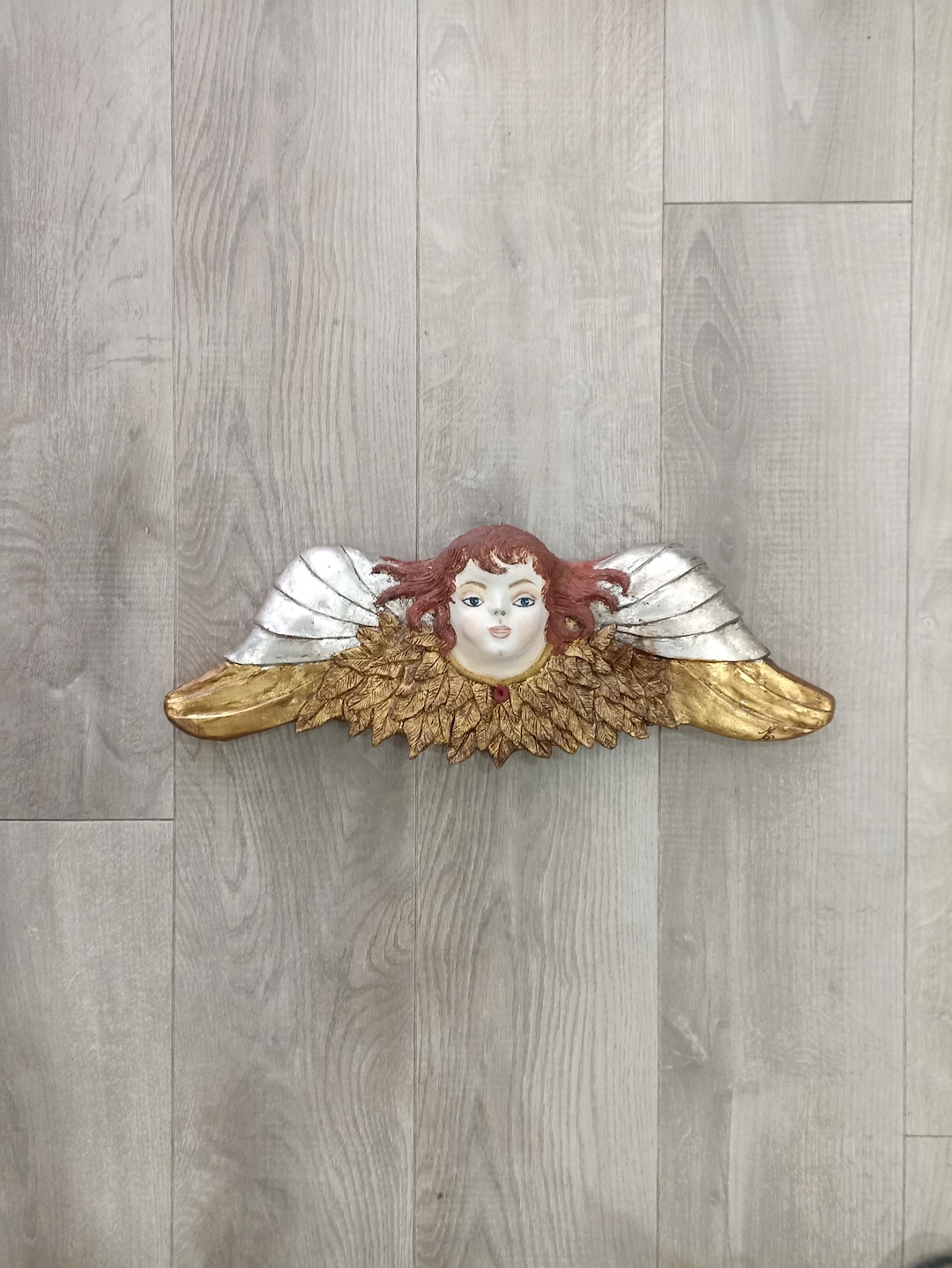 Vintage Baroque Angel Putti Wall Sculpture Signed 20th Century Romantic ...