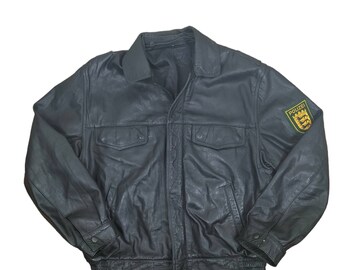 German Police Leather Jacket - Etsy UK