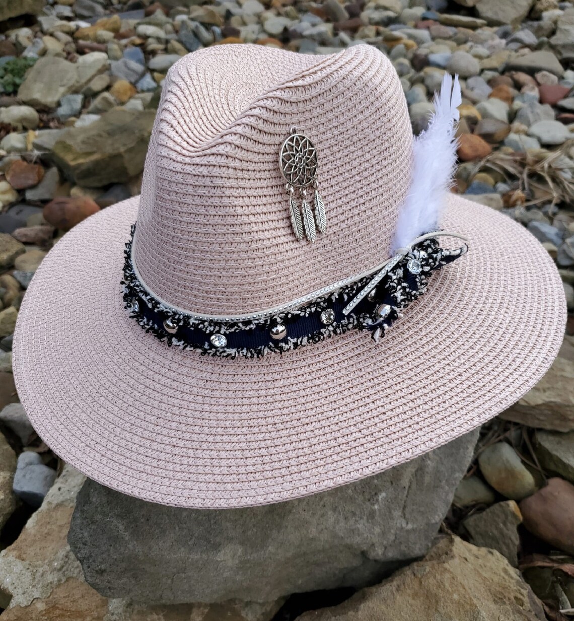 Hat to Toes Handcrafted Hat/light Pink/wide Brim Fedora Hat/beach ...