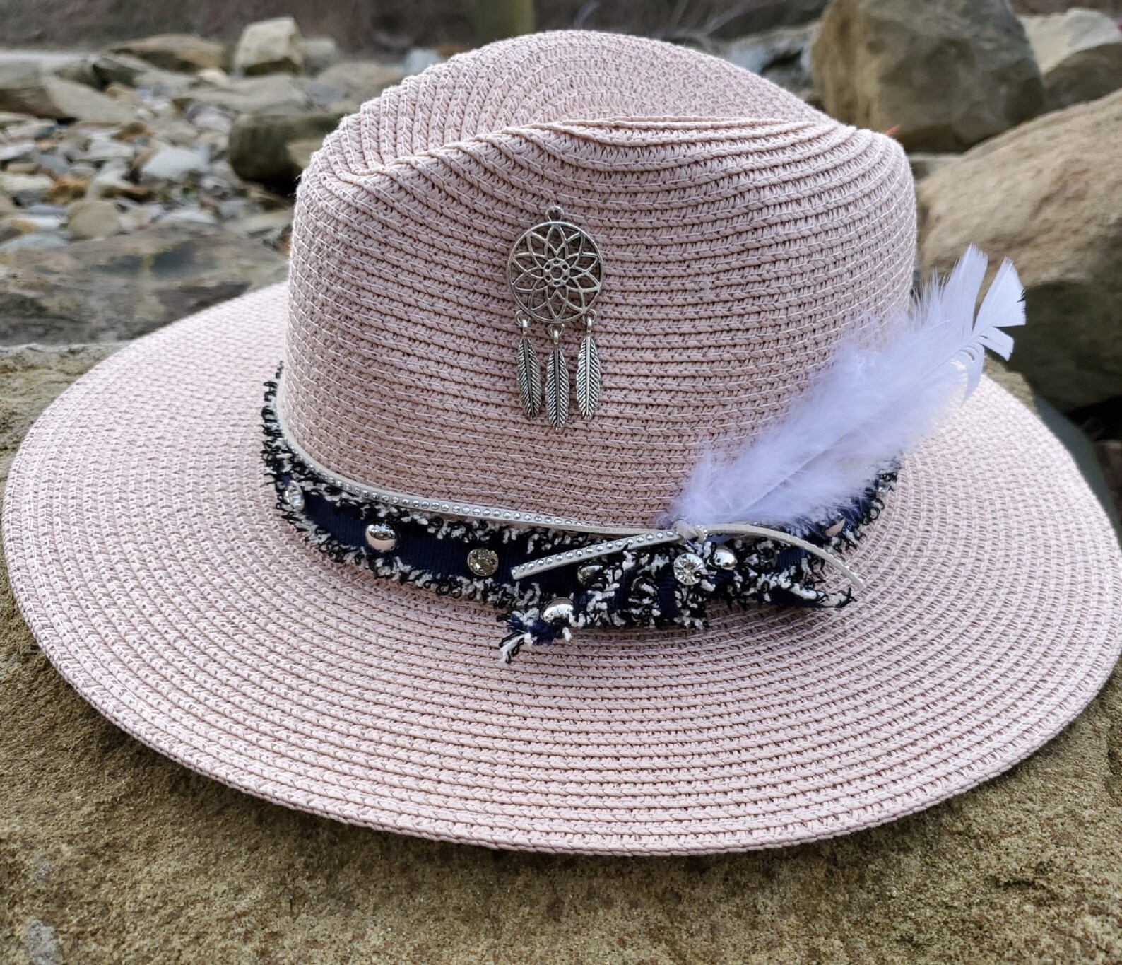 Hat to Toes Handcrafted Hat/light Pink/wide Brim Fedora Hat/beach ...