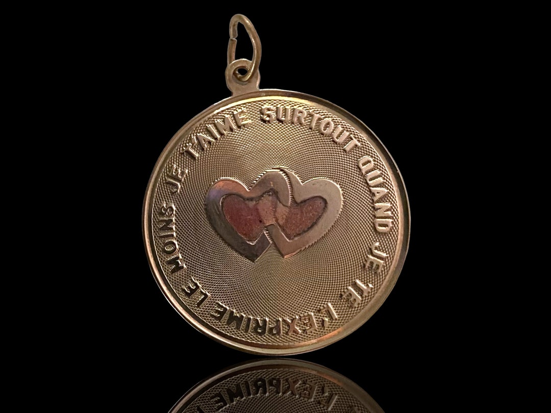 14k Yellow Gold & Enamel Vintage French Love Token Rare, Collectible ...