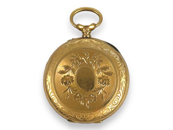 14k Antique Locket Pocket Watch Case Locket - Gem