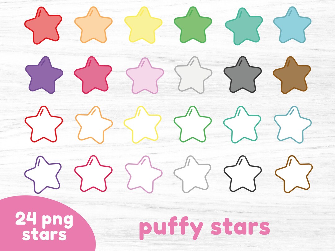 Puffy Star Clipart Bundle Rainbow Star PNG Set 12 Rainbow - Etsy