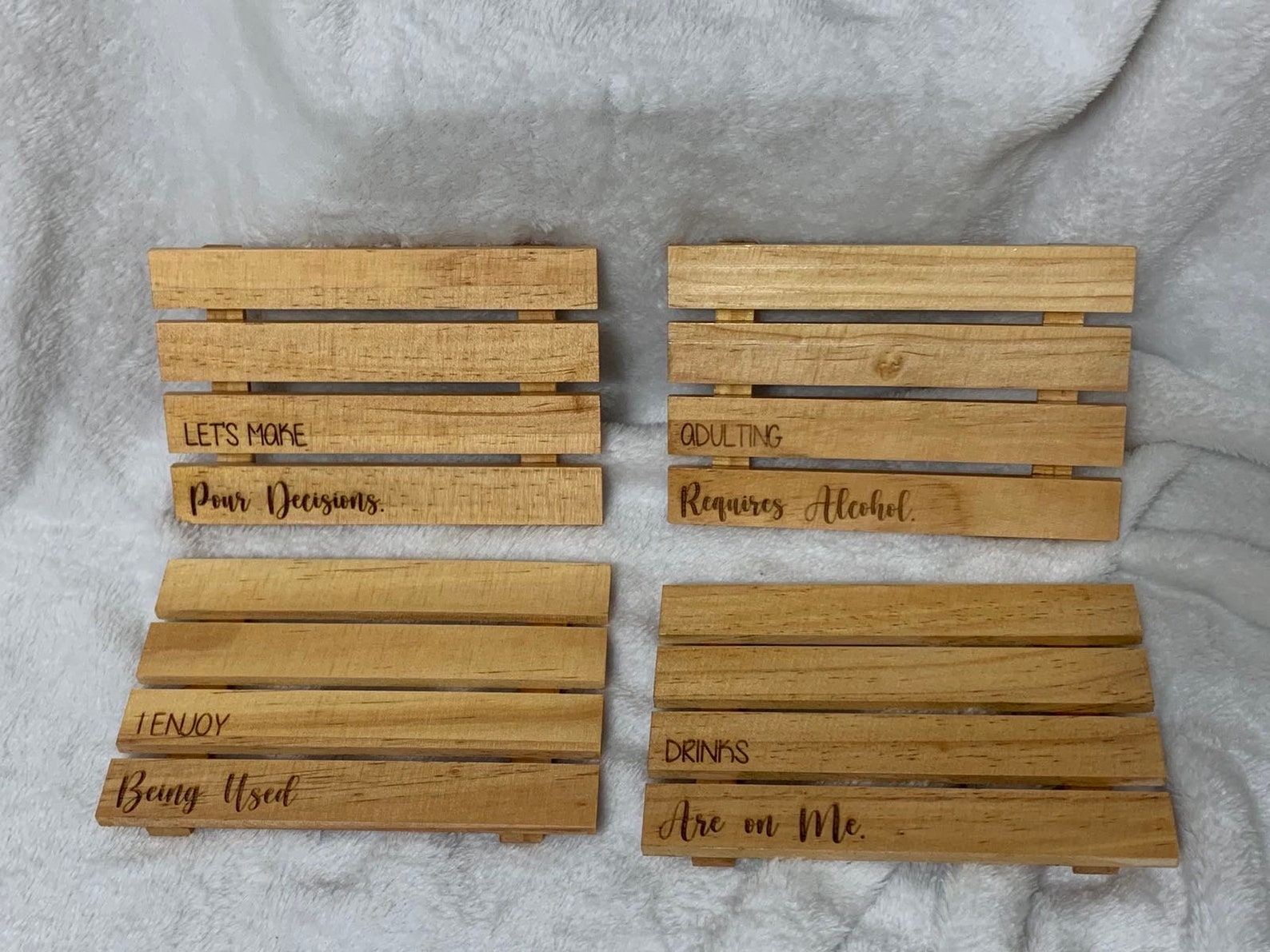 Pallet Coasters 4 Pk Wooden Coasters Laser Engraved Farmhouse Decor ...