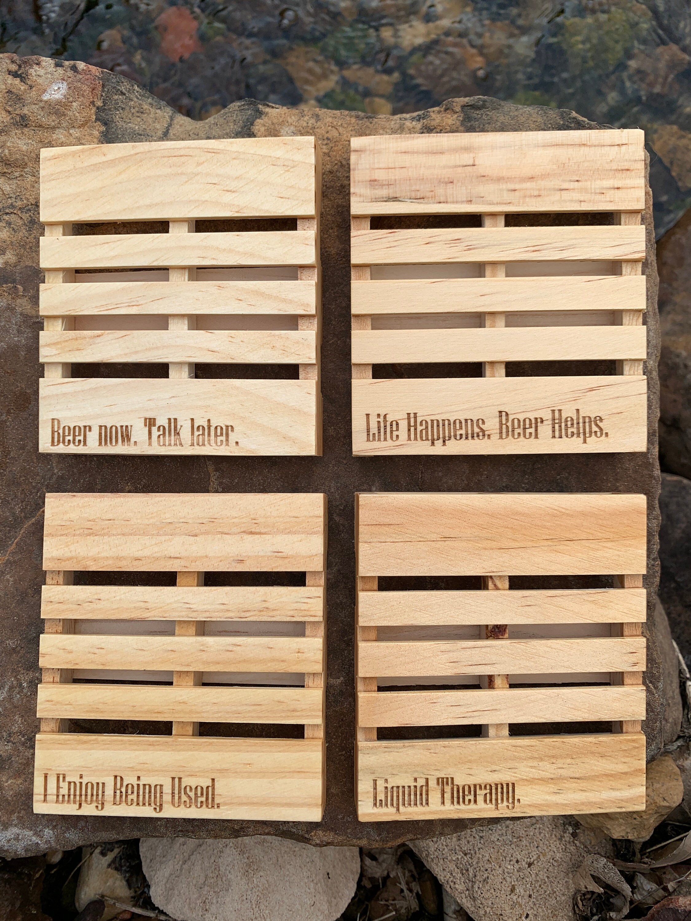 Pallet Coasters 4 Pk | Wooden Coasters | Laser Engraved | Farmhouse ...