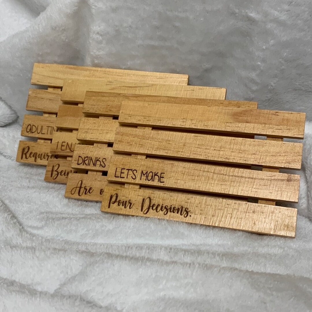 Pallet Coasters 4 Pk Wooden Coasters Laser Engraved Farmhouse Decor ...
