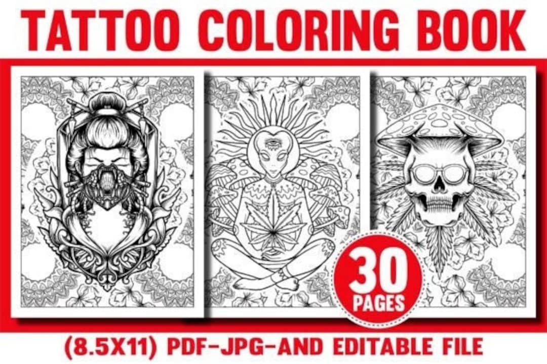 Tattoo Coloring Book - Etsy