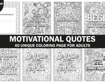 20 Motivational Quotes, Coloring Pages Pdf, Digital Download - Etsy