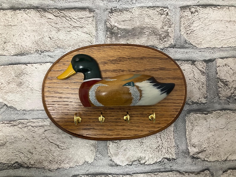 Wood Carved and Painted Mallard Key Holder - Etsy