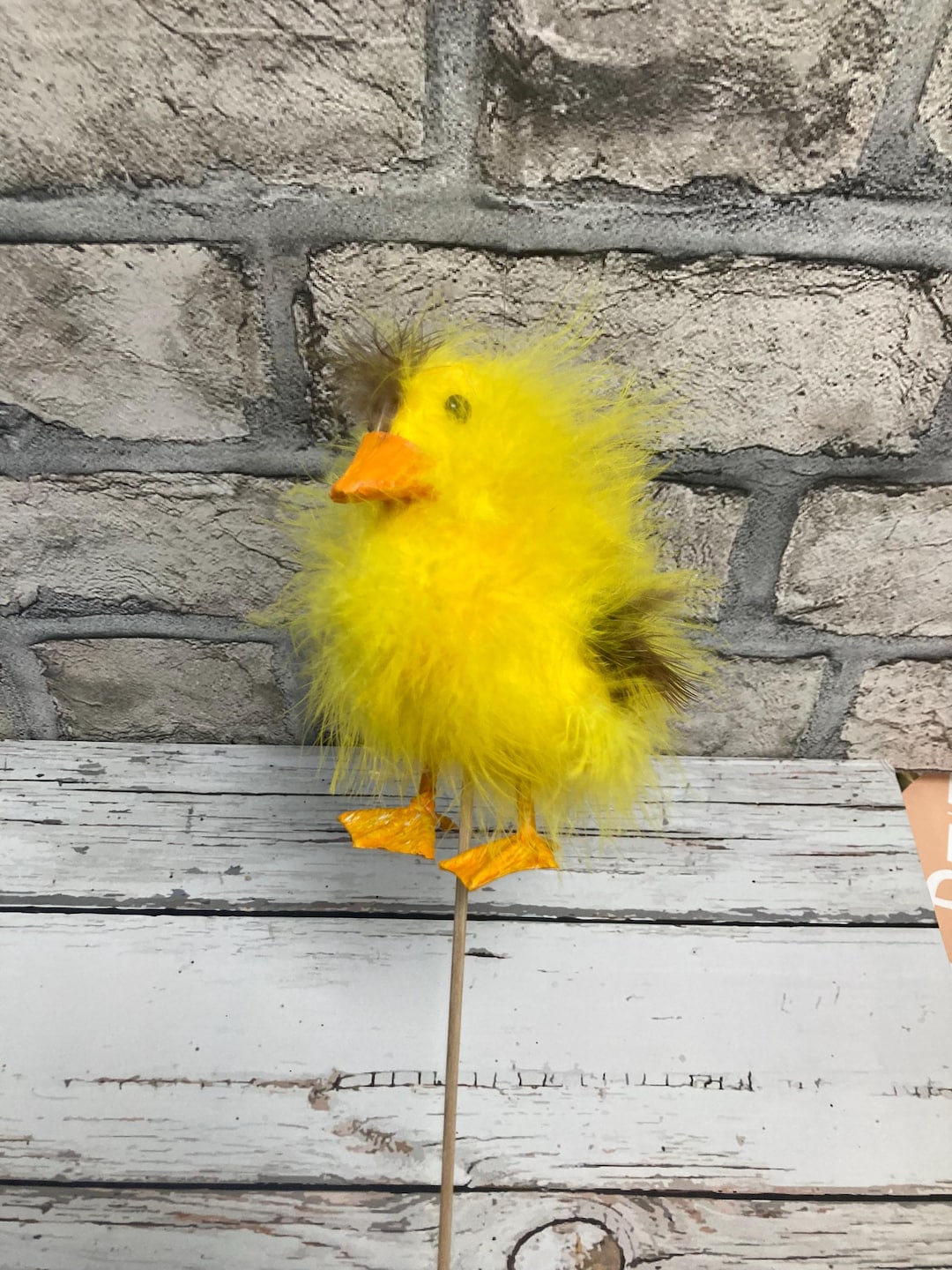 5" Shaggy Yellow Duckling on a 9" Wood Pick - Box of 12 - Etsy