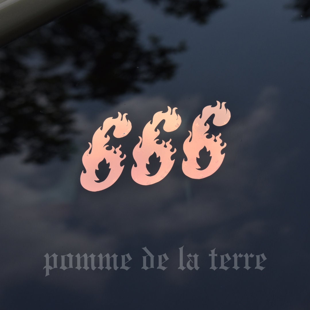 666 Angel Number Sticker Old English or Flame Font Permanent ...