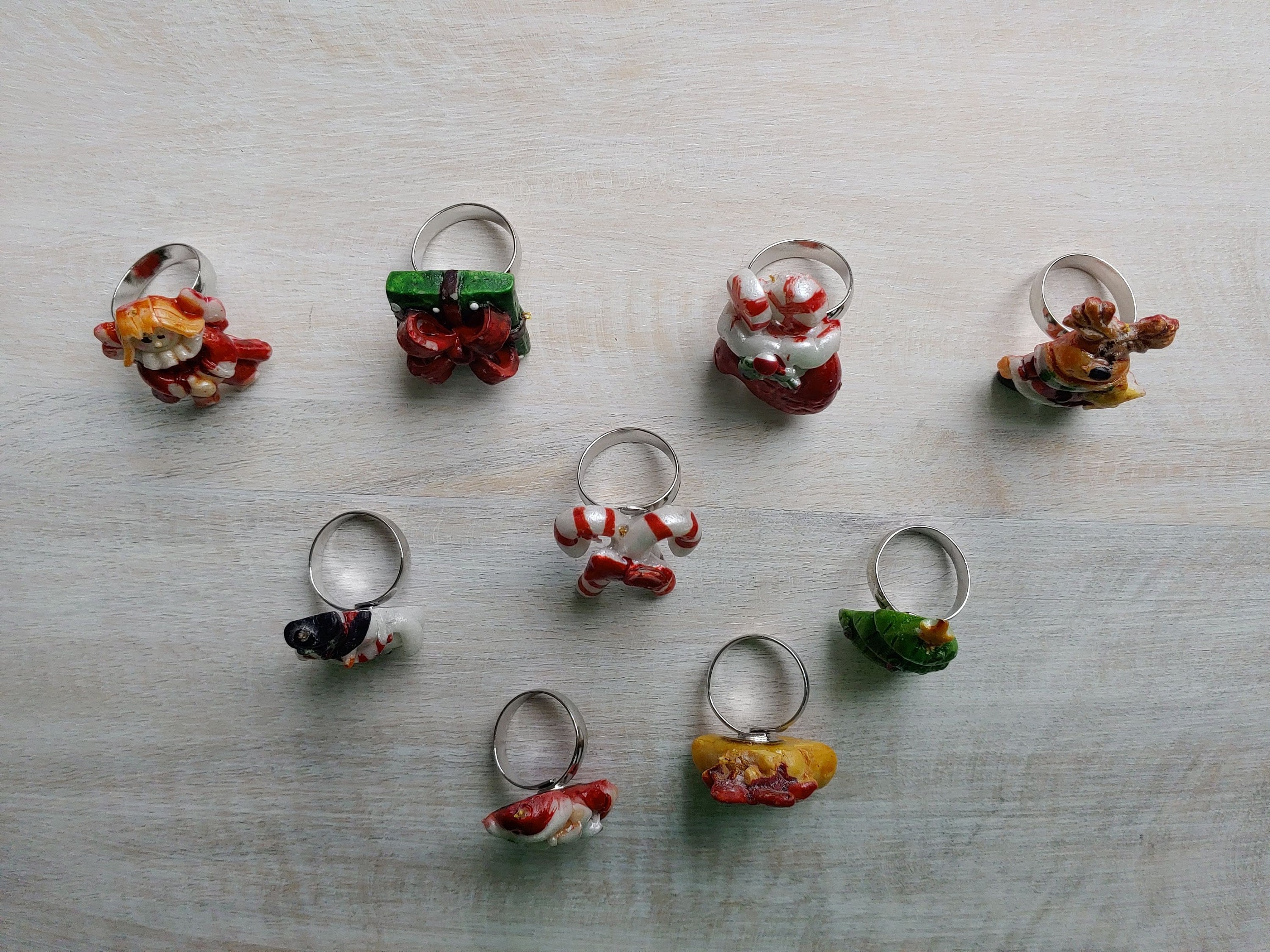 Christmas Adjustable Rings, Holiday Rings, Christmas Jewelry, Festive ...