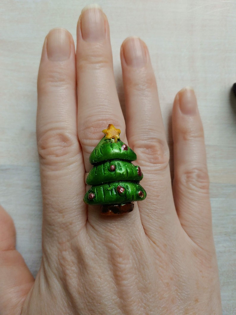 Christmas Adjustable Rings, Holiday Rings, Christmas Jewelry, Festive ...