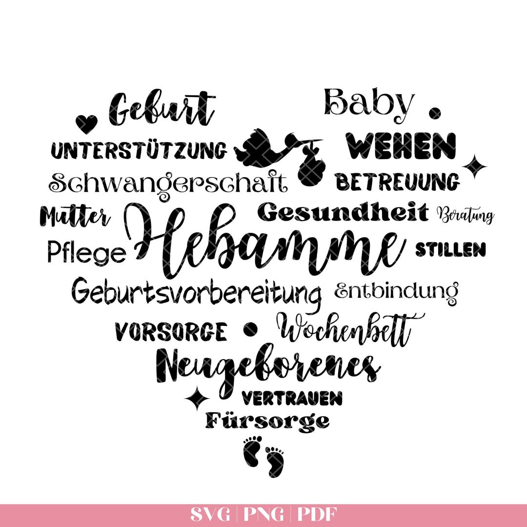 German Plotter File Midwife Heart Midwife With Heart SVG Gift for ...