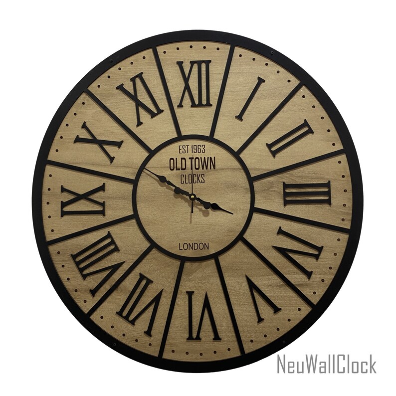 Wooden Roman Numeral Wall Clock Large Retro Wall Clock - Etsy