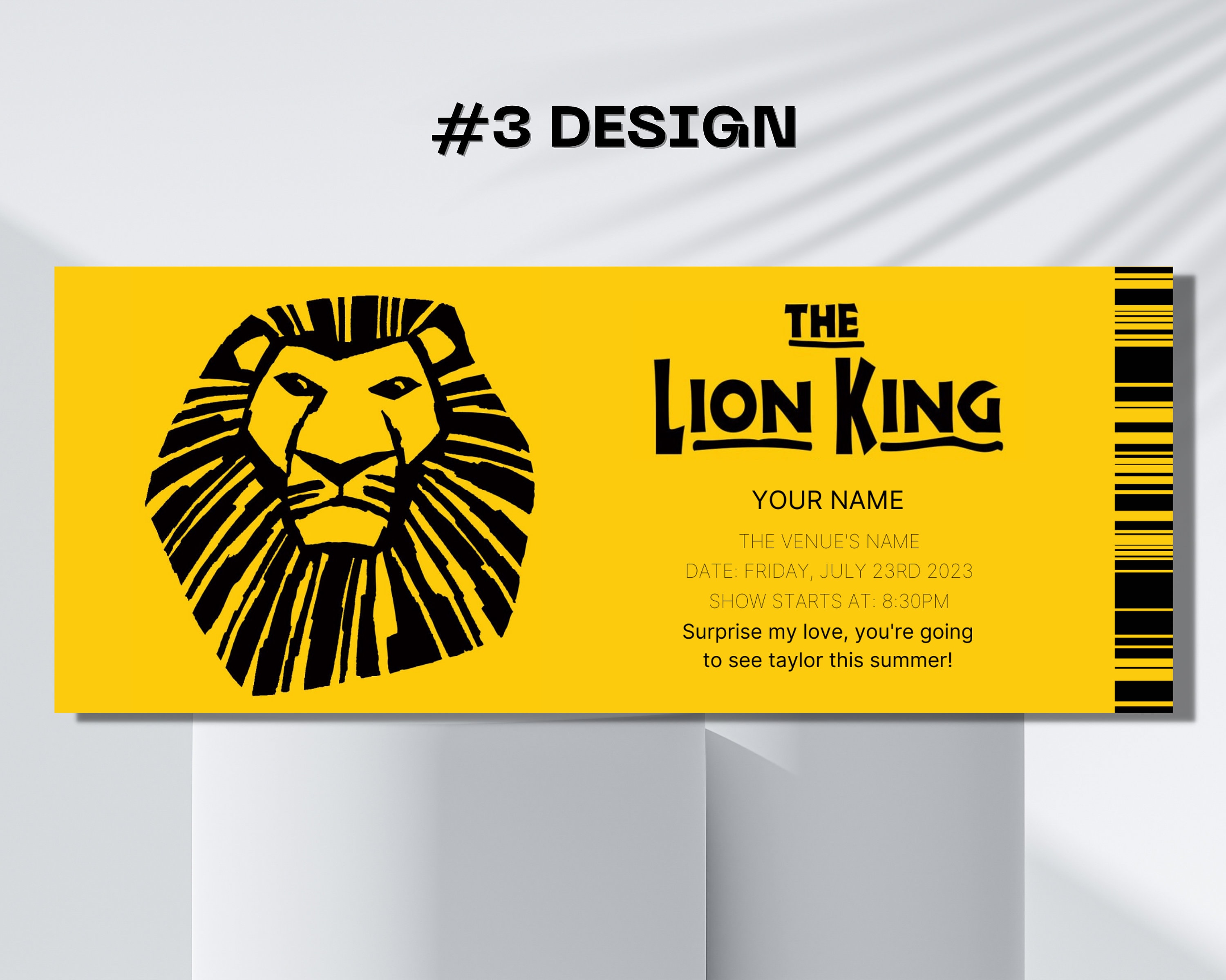 The LION KING Ticket, Editable Musical Ticket, Custom Faux Event ...