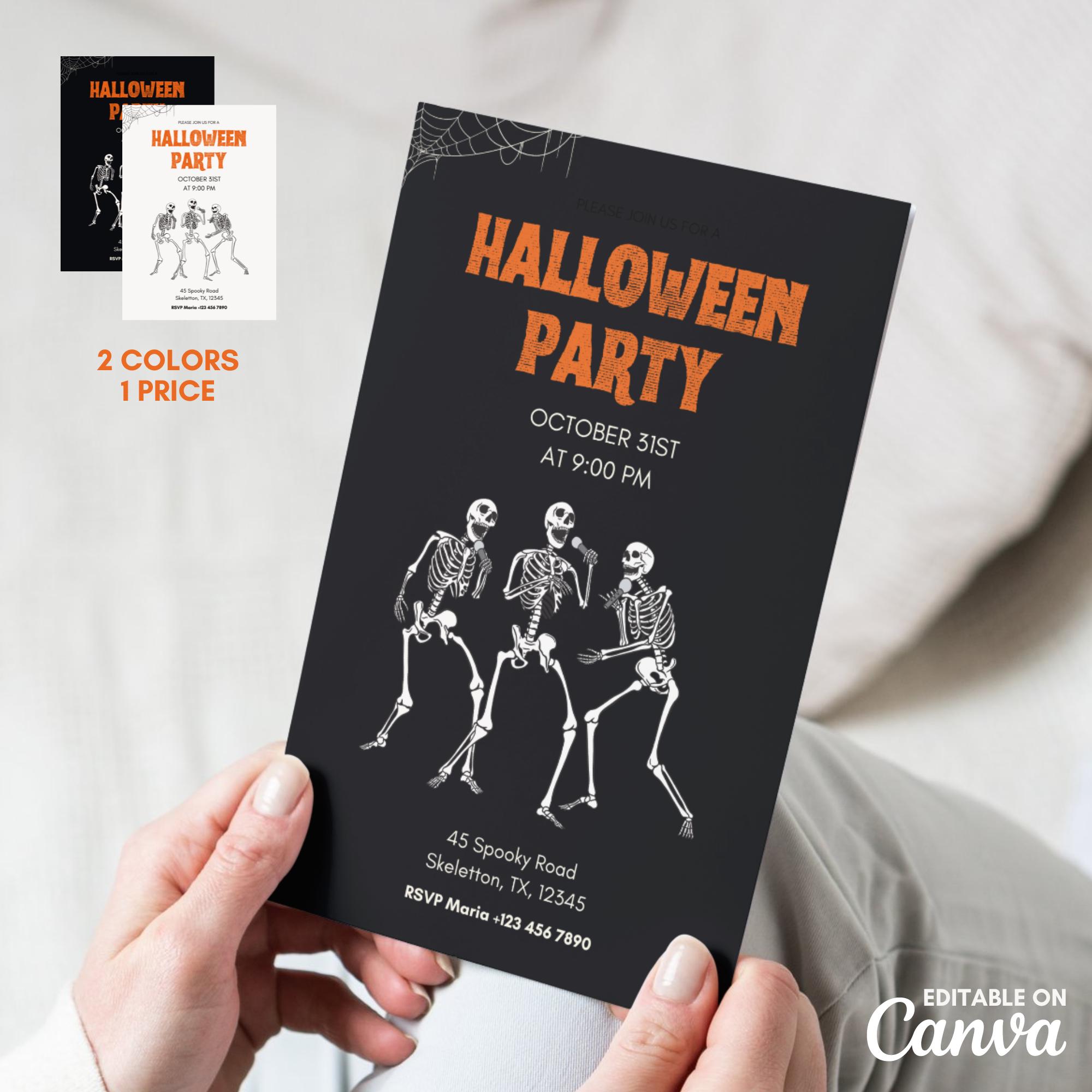 Editable Halloween Birthday Invitation Halloween Skeleton Invitation ...