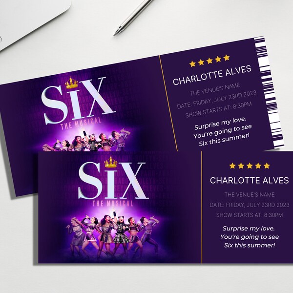 Six the Musical Ticket Template - Etsy