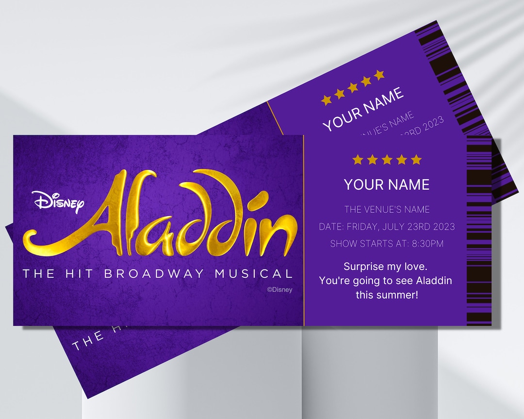 Editable ALADDIN Ticket, Personalizable Musical Ticket, Broadway ...