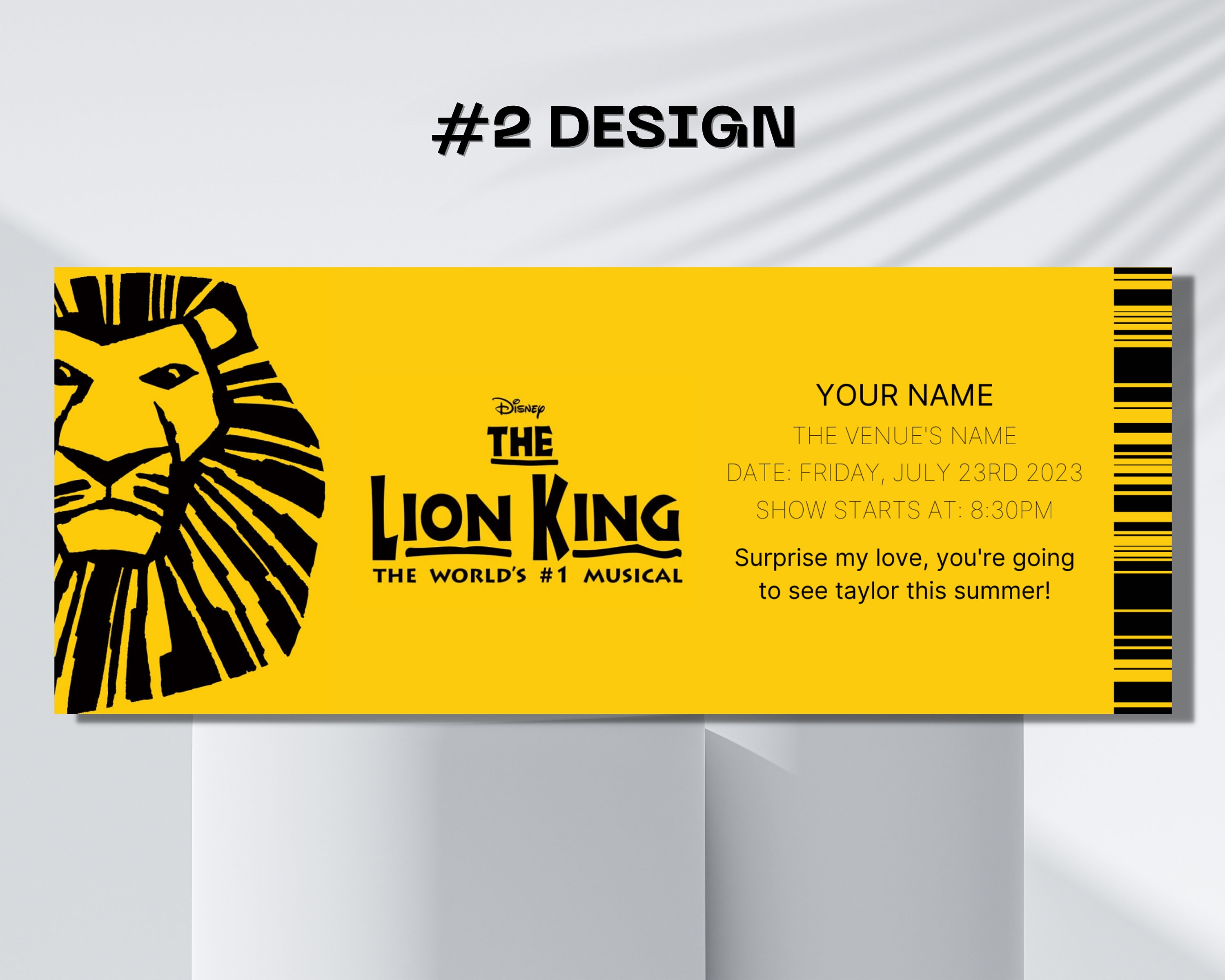 The LION KING Ticket, Editable Musical Ticket, Custom Faux Event ...
