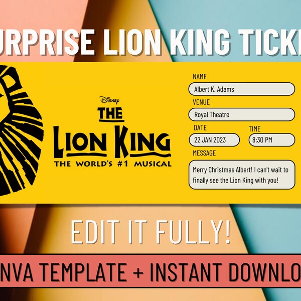 Ticket Template the Lion King - Etsy