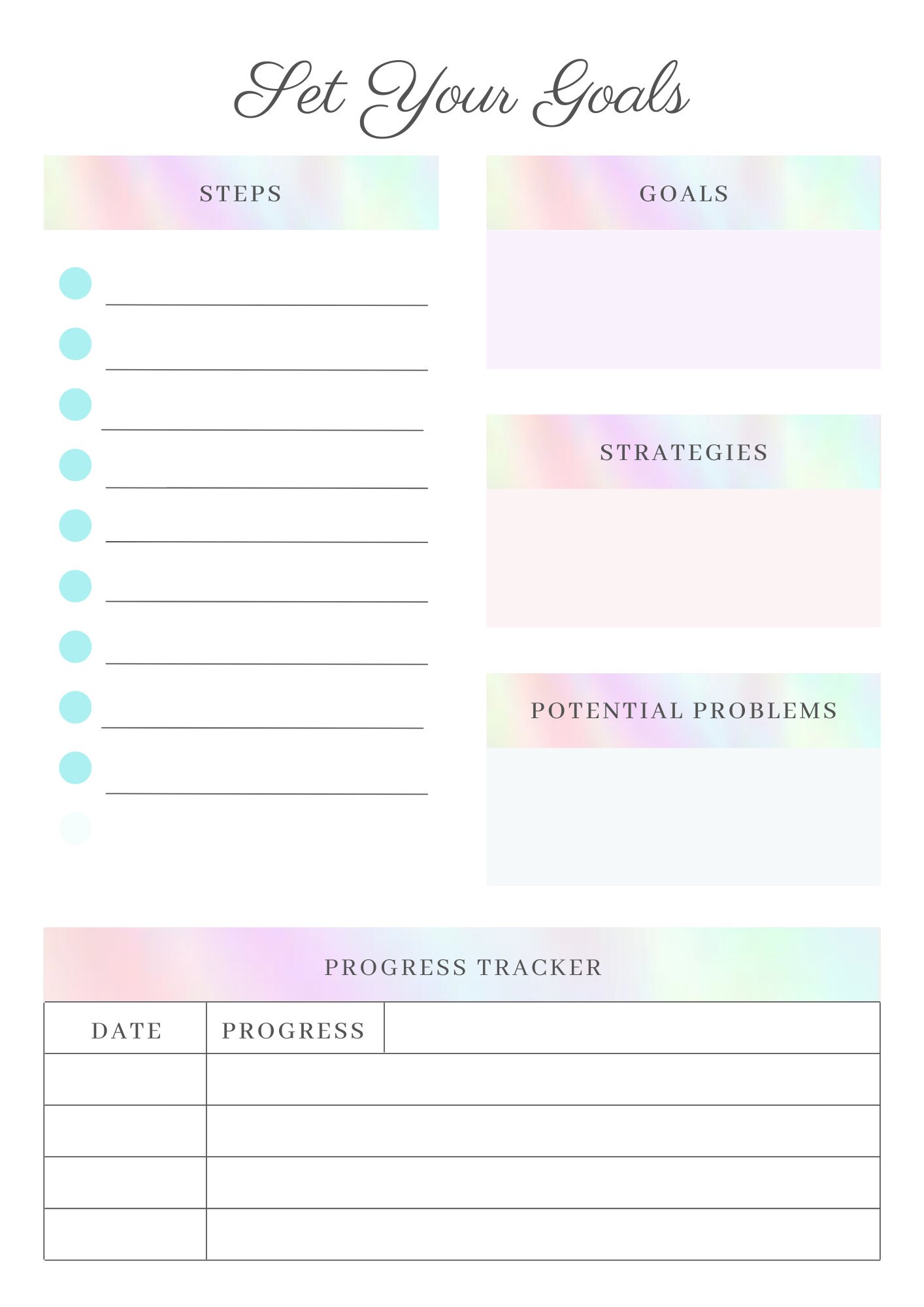 Goals Planner - 41 Printable Pages - Etsy