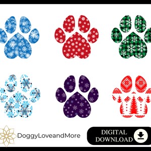 Winter Snowflake Dog Paw Prints SVG PNG JPG Digital Bundle Dog Mom Svg ...