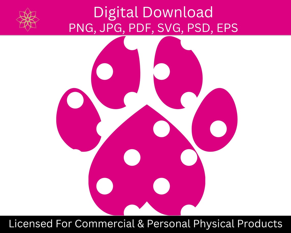 Polka Dot Paw Prints SVG PNG JPG Bundle Dog Paw Prints - Etsy