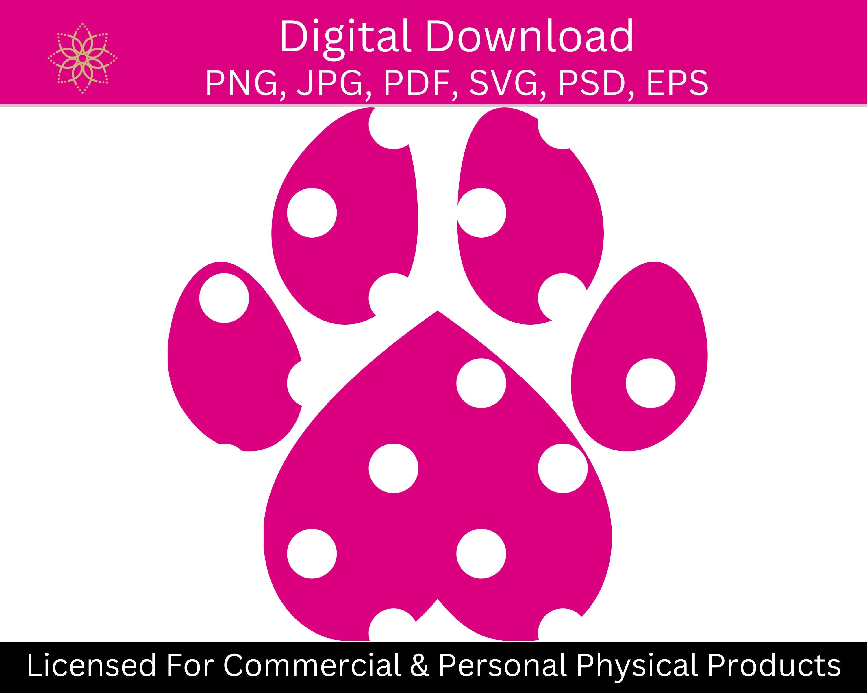 Polka Dot Paw Prints SVG PNG JPG Bundle, Dog Paw Prints Clipart, Cricut ...