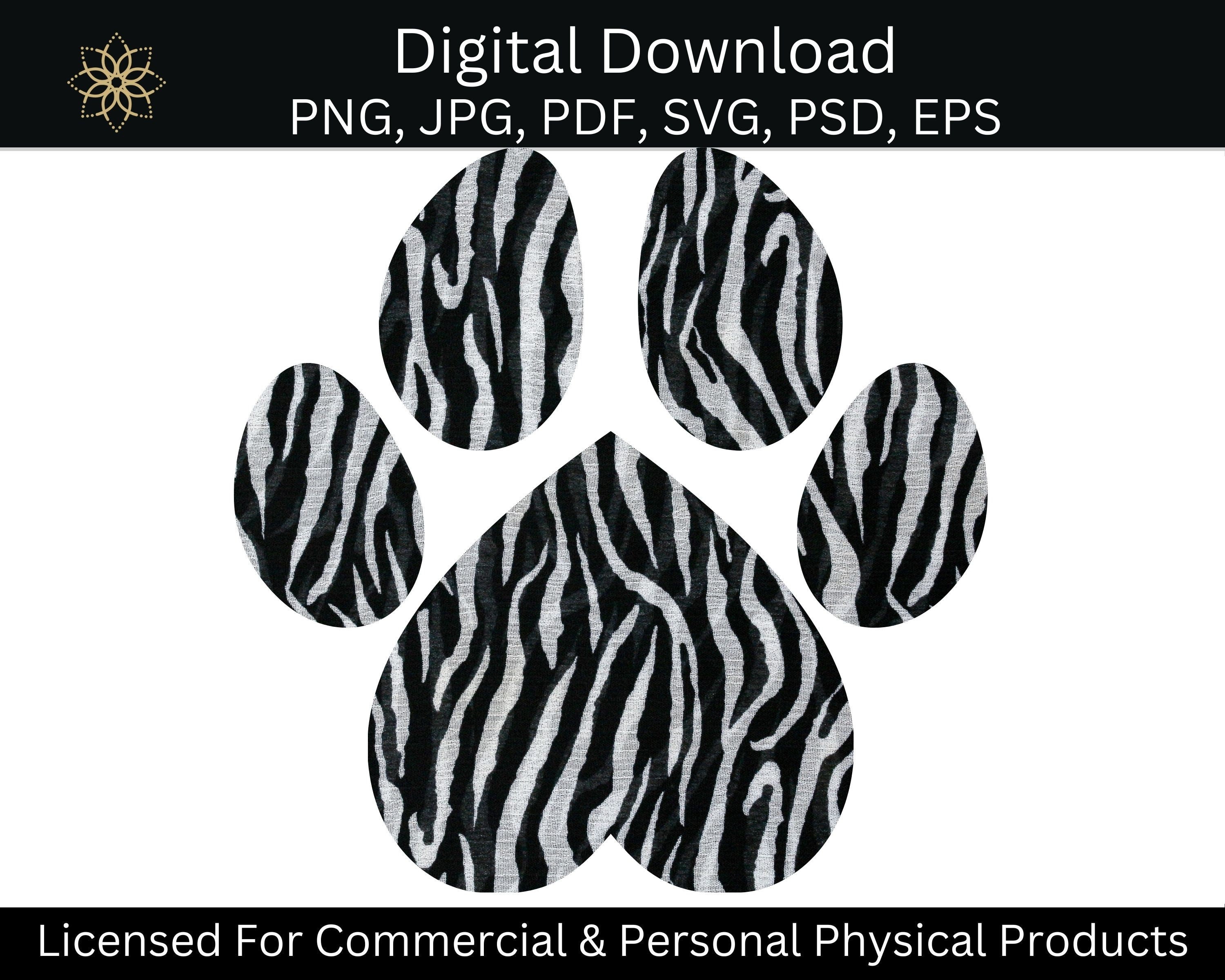 Zebra Stripes Paw Prints SVG PNG JPG Bundle, Paw Prints Clipart, Cricut ...