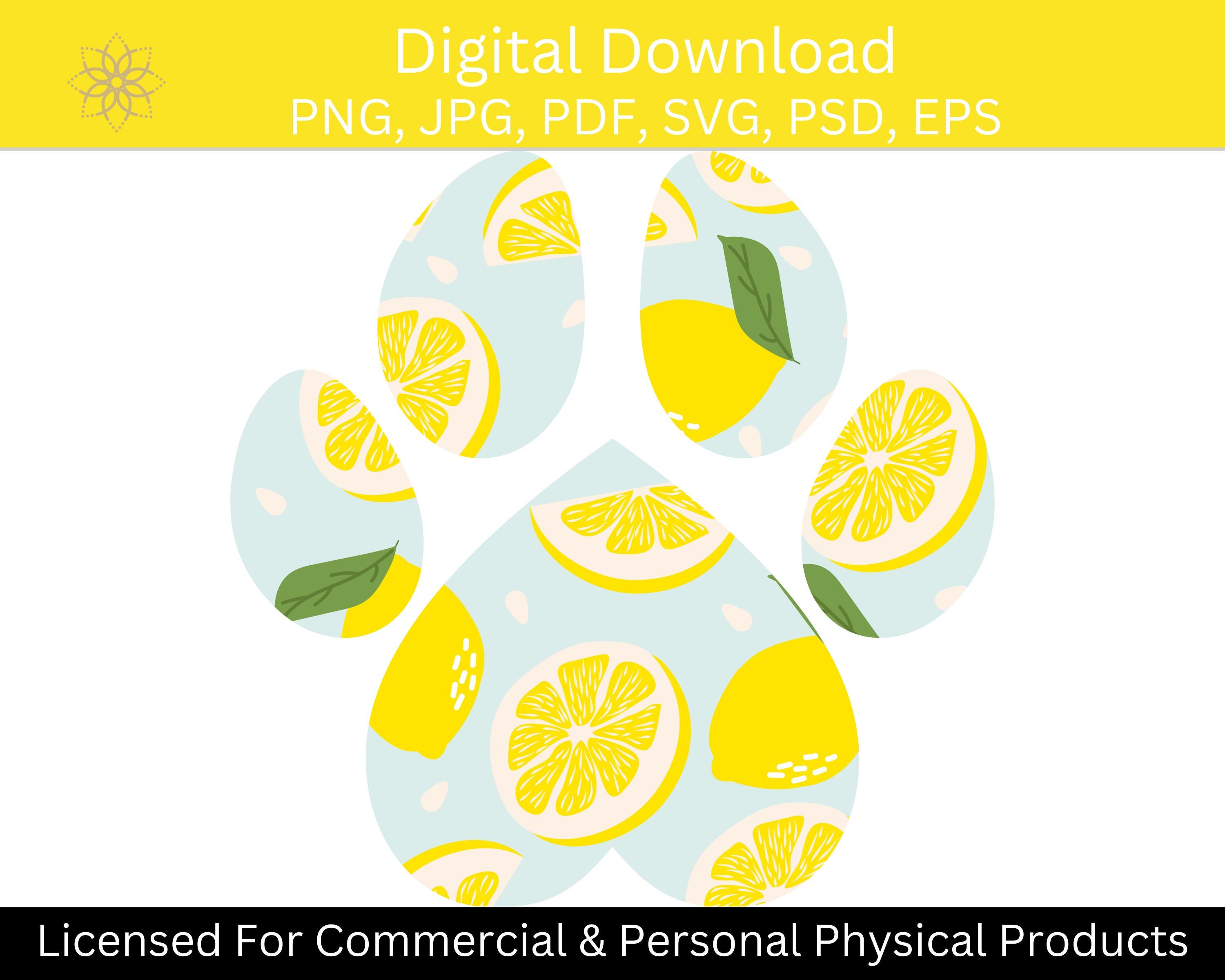 Fruit Paw Prints SVG PNG JPG Bundle, Citrus Dog Paw Prints Clipart ...