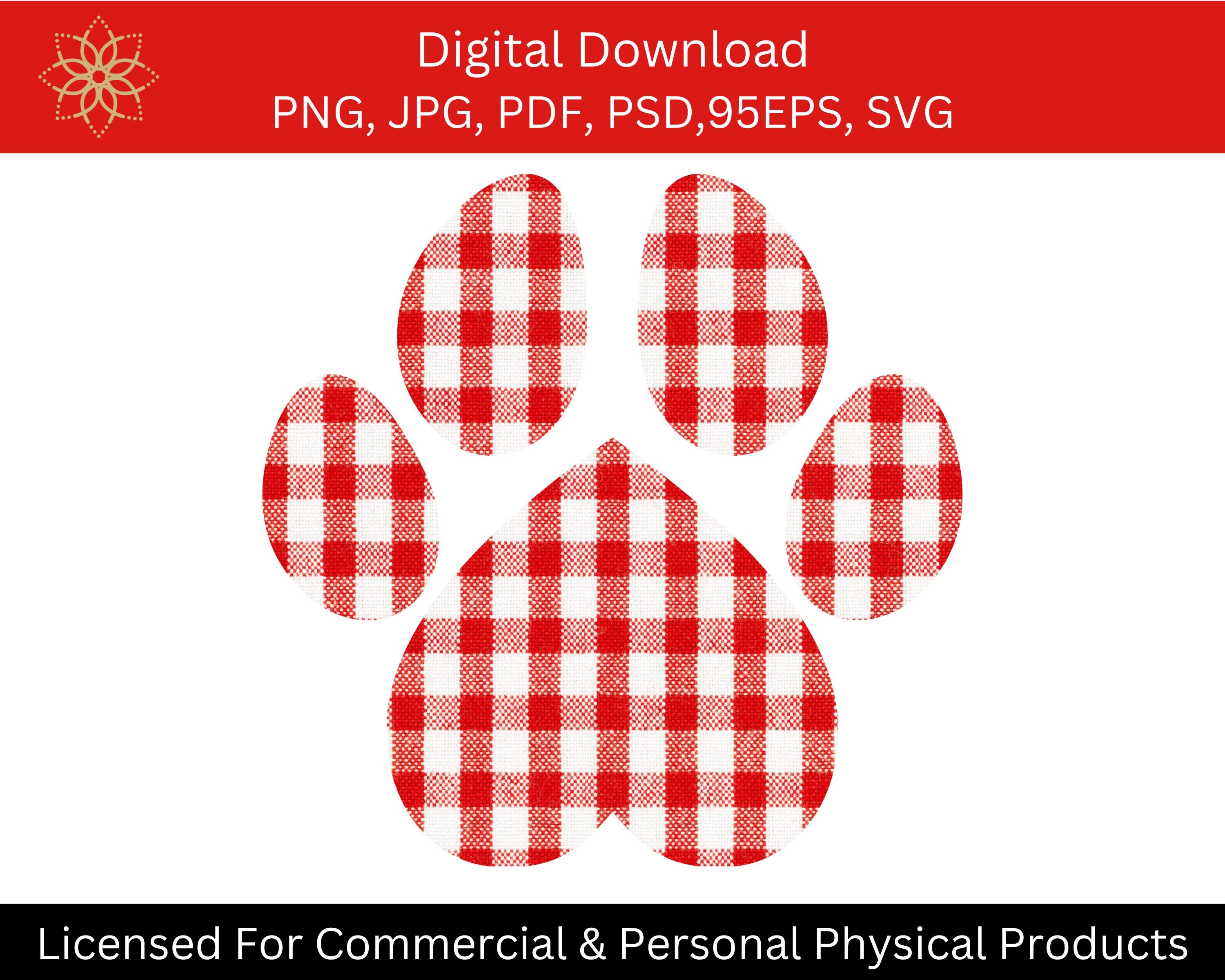 Set of 6 Gingham Paw Print SVG PNG JPG Digital Download - Etsy UK