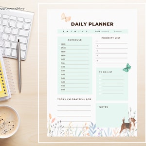 Watercolor Dog-themed Daily Planner Weekly Planner to Do List and Notes ...