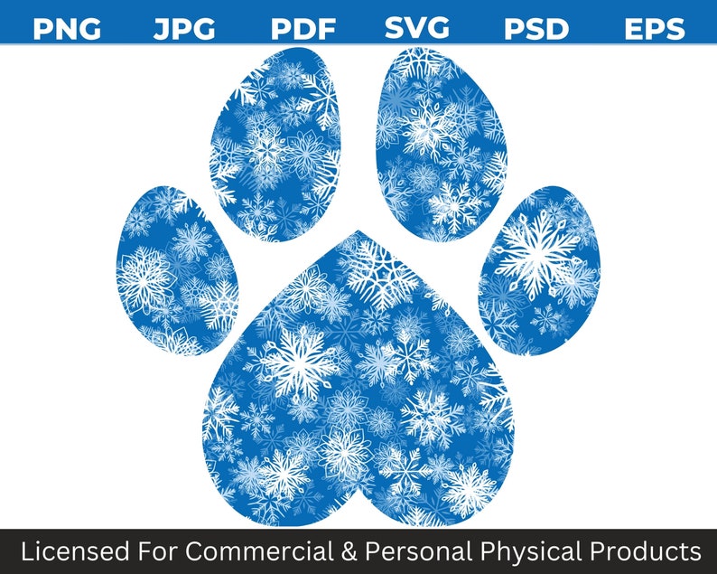 Winter Snowflake Dog Paw Prints Clipart: SVG PNG JPG Bundle (digital ...