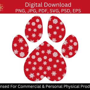Winter Paw Prints SVG PNG JPG Bundle, Snowflake Paw Prints Clipart ...