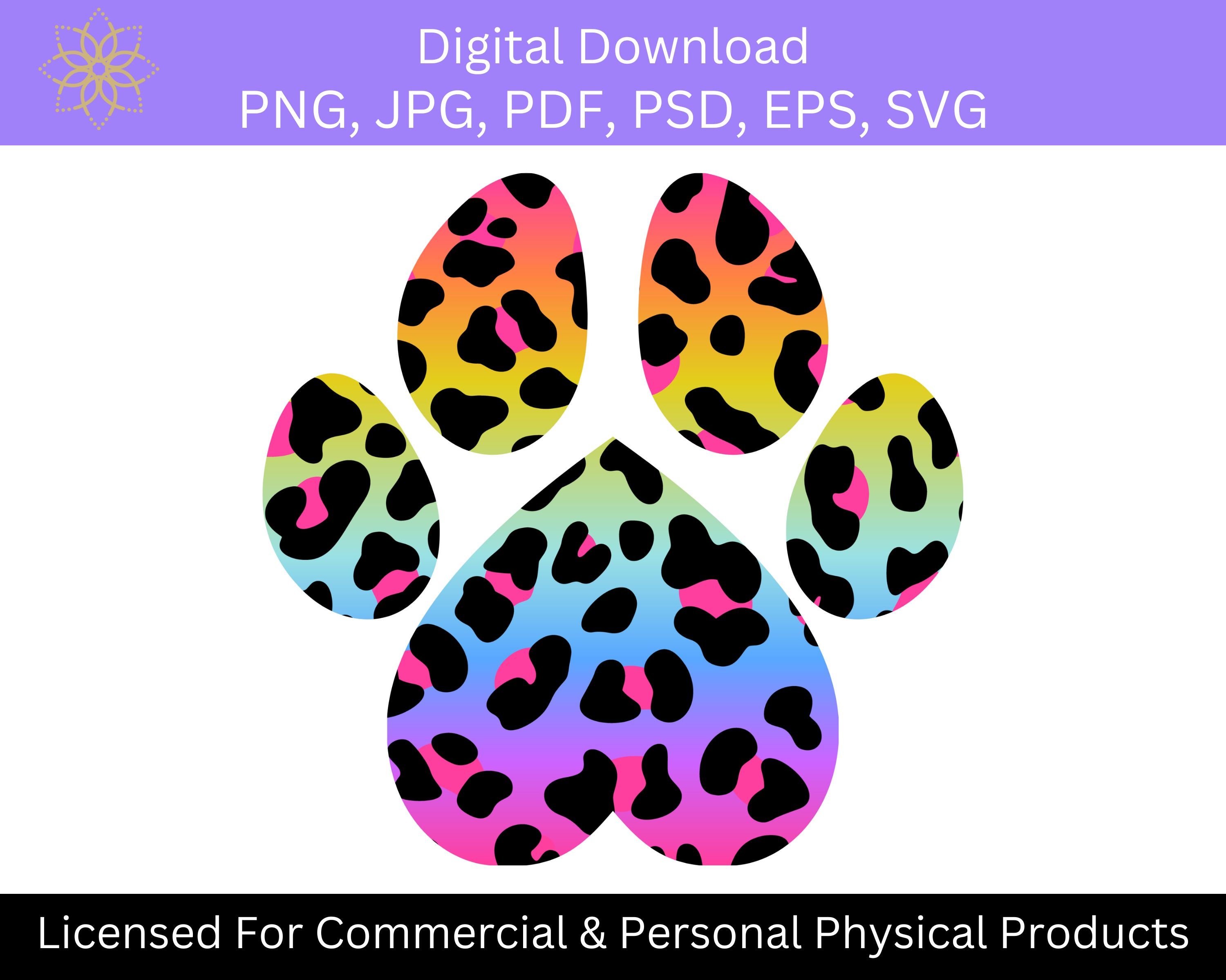 Leopard Paw Prints SVG PNG JPG Bundle, Cheetah Paw Prints Clipart ...
