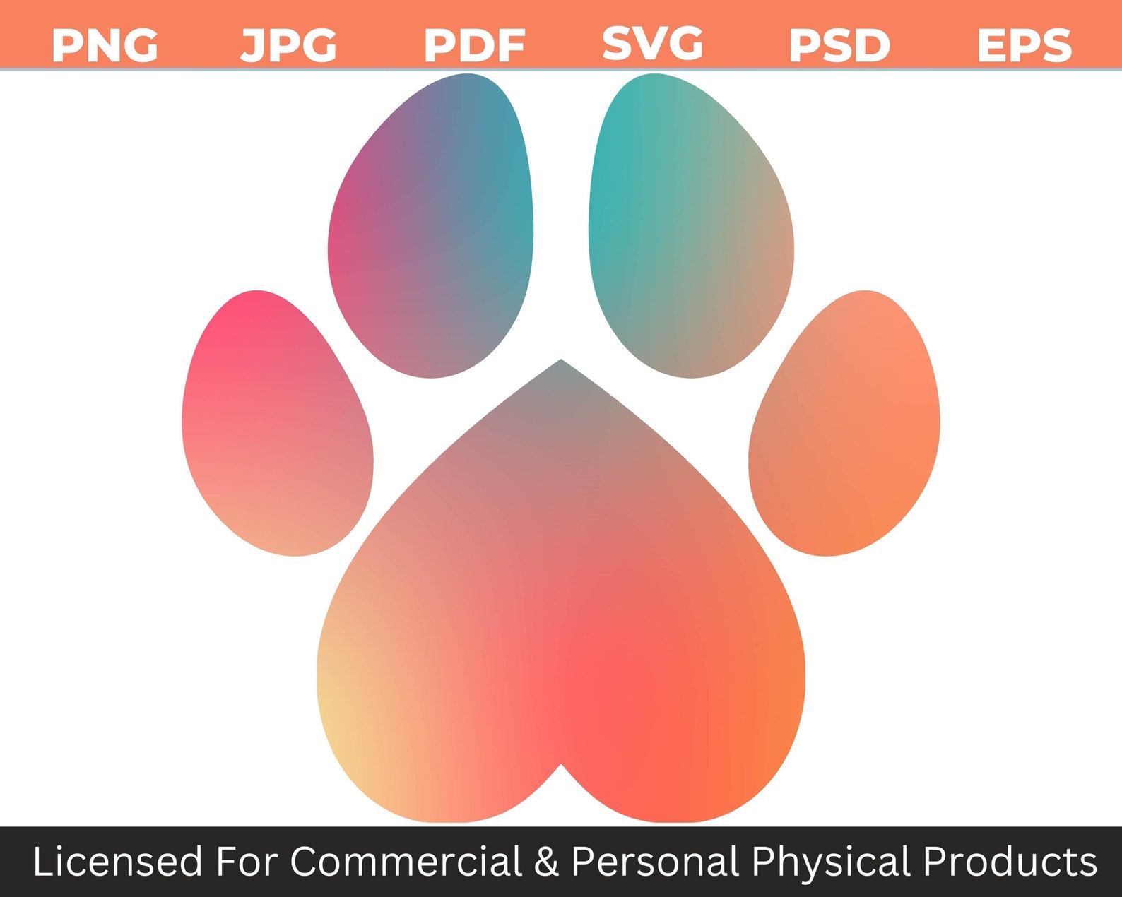 Gradient Dog Paw Prints SVG PNG JPG Digital Bundle Dog Mom Svg Dog Mom ...