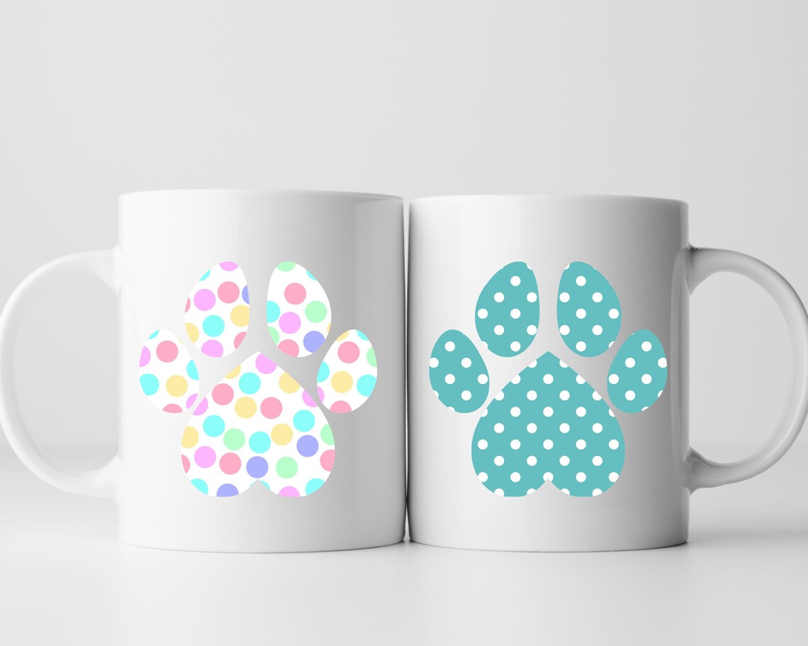 Polka Dot Dog Paw Prints SVG PNG JPG Digital Bundle Dog Mom Svg Dog Mom ...