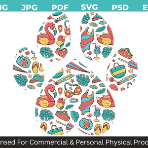Summer Season Paw Prints SVG PNG JPG Digital Bundle Dog Mom Svg Dog Mom ...