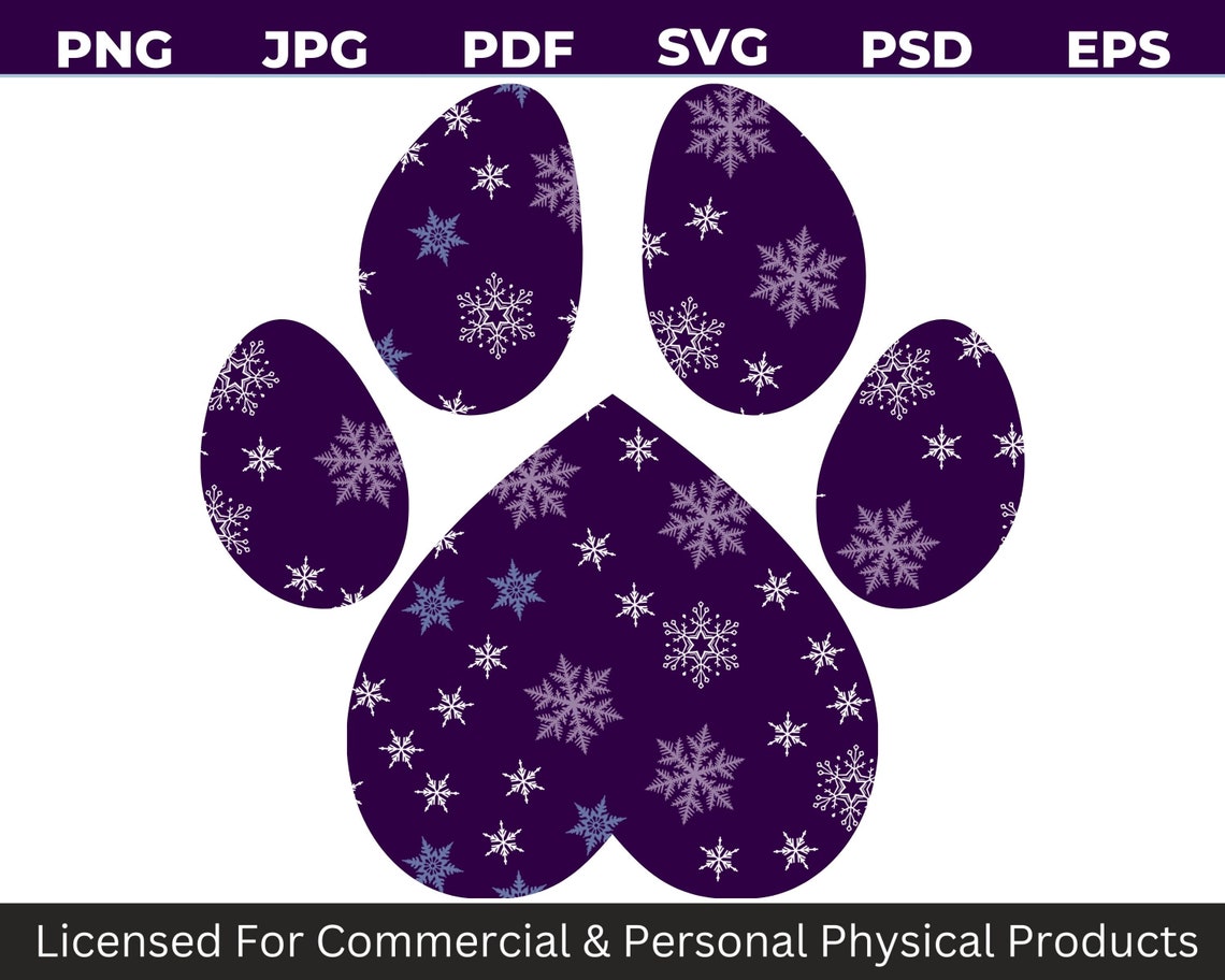 Winter Snowflake Dog Paw Prints SVG PNG JPG Digital Bundle Dog Mom Svg ...