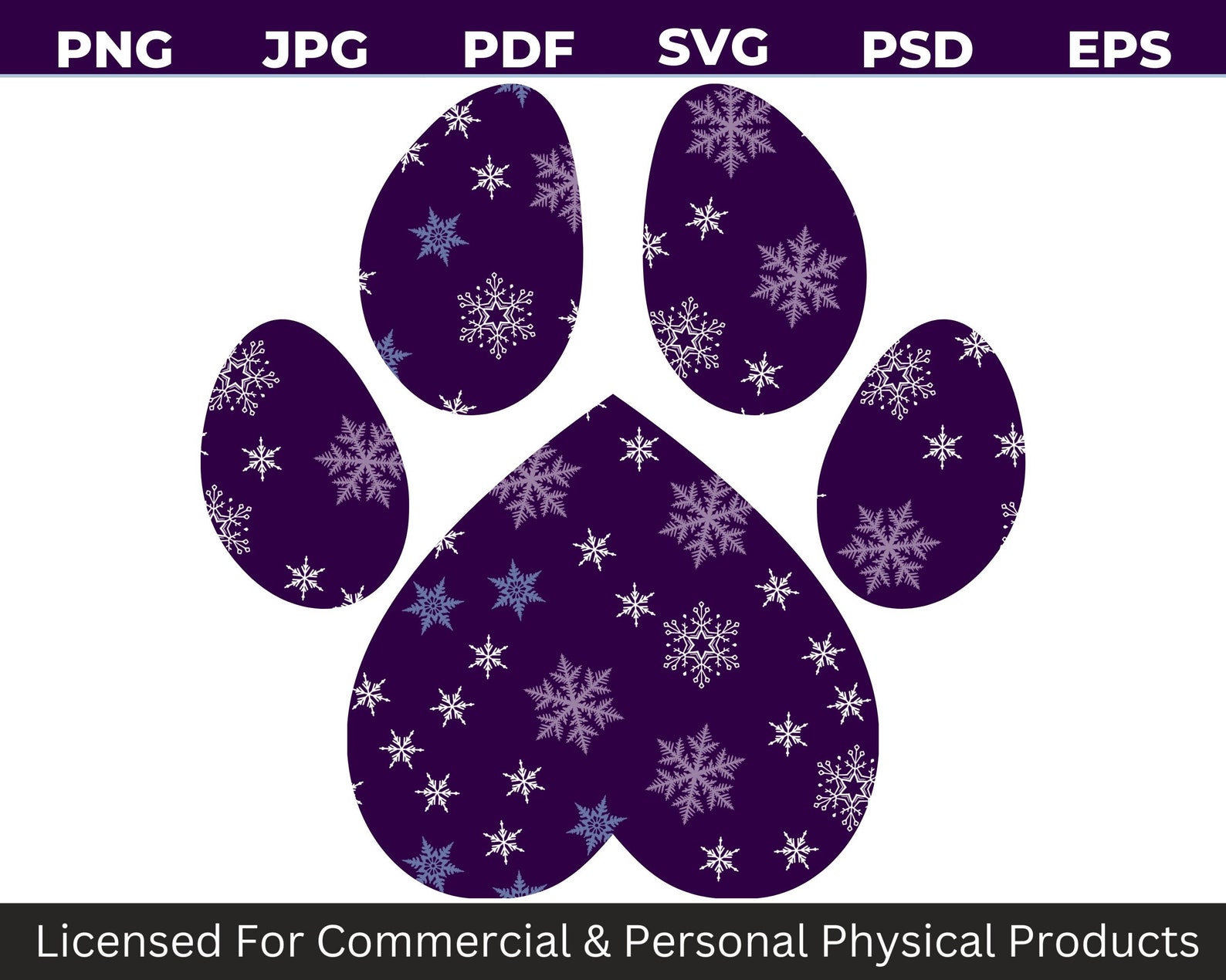Winter Snowflake Dog Paw Prints SVG PNG JPG Digital Bundle Dog Mom Svg ...