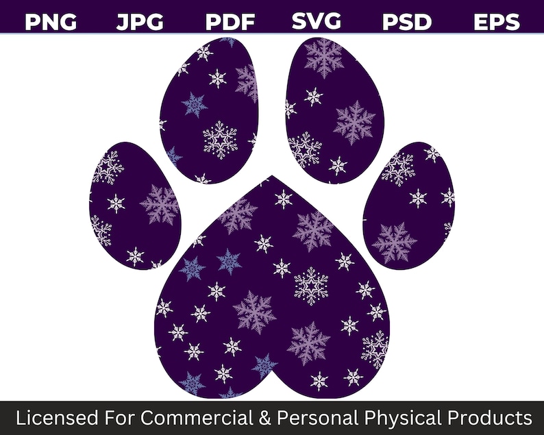 Winter Snowflake Dog Paw Prints SVG PNG JPG Digital Bundle Dog Mom Svg ...