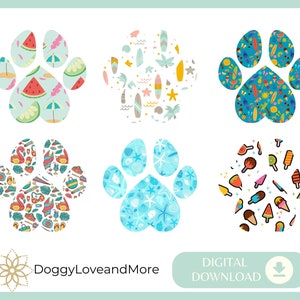 Summer Season Paw Prints SVG PNG JPG Digital Bundle Dog Mom - Etsy