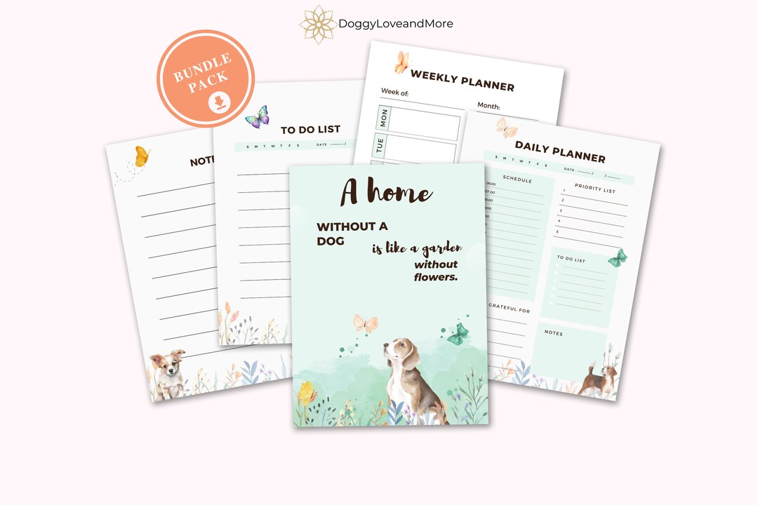 Watercolor Dog-themed Daily Planner Weekly Planner to Do List and Notes ...