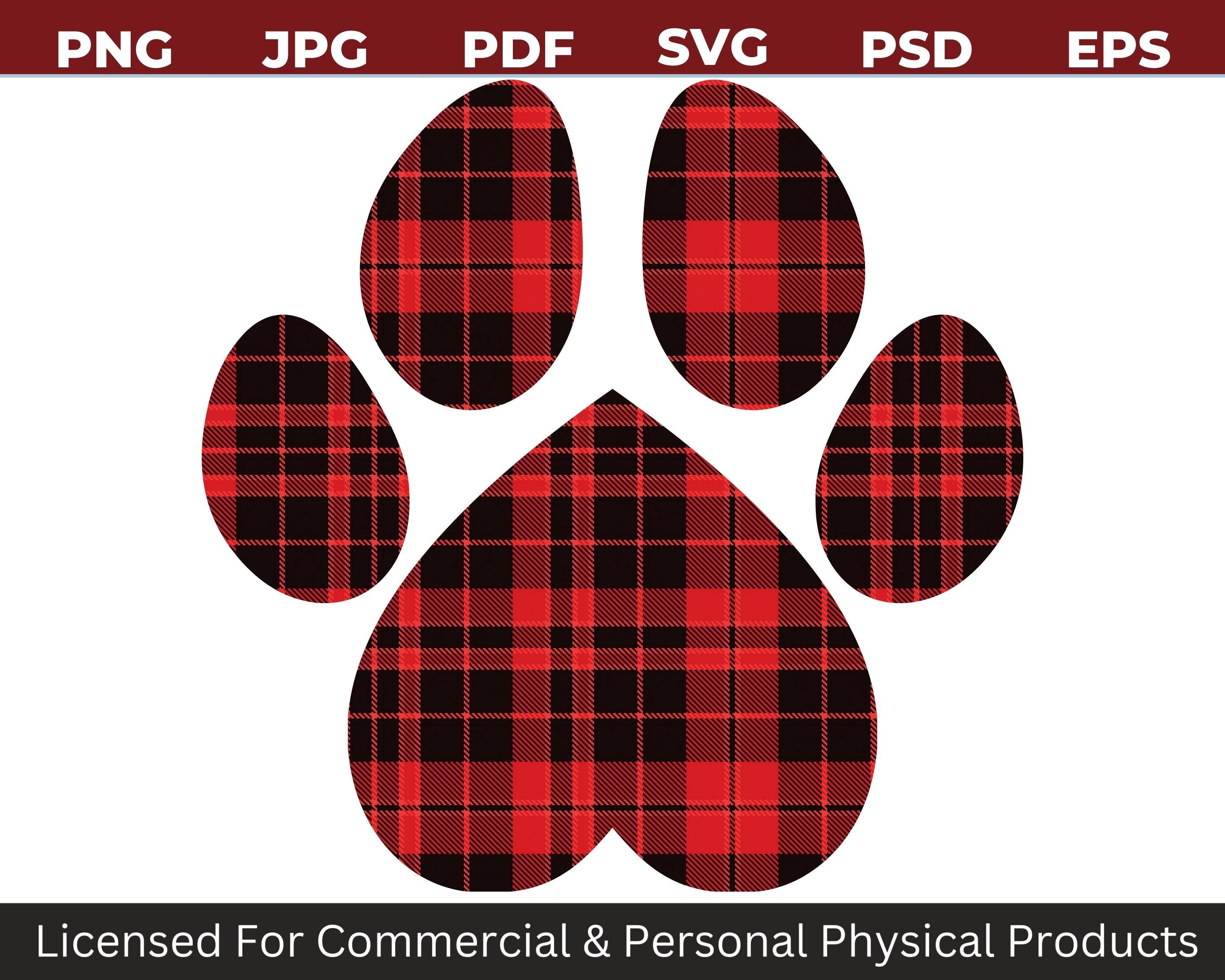Christmas Plaid Dog Paw Prints SVG PNG JPG Digital Bundle Dog Mom Svg ...