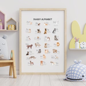 Doggy Alphabet PRINTABLE ART, Watercolor Dog Letters, Nursery Room ...