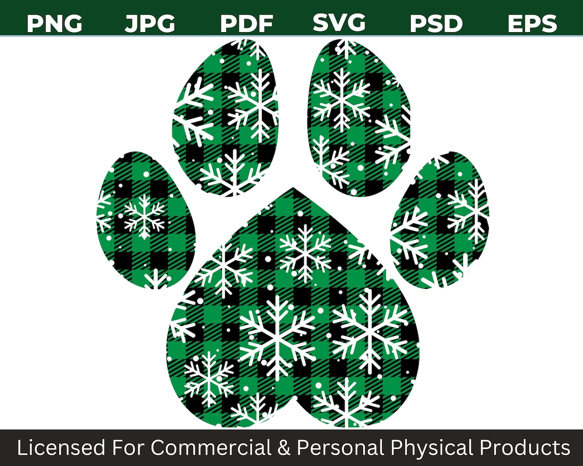 Winter Snowflake Dog Paw Prints SVG PNG JPG Digital Bundle Dog Mom Svg ...