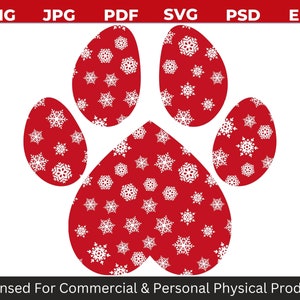 Winter Snowflake Dog Paw Prints SVG PNG JPG Digital Bundle Dog Mom Svg ...