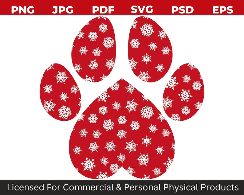 Winter Snowflake Dog Paw Prints SVG PNG JPG Digital Bundle Dog Mom Svg ...